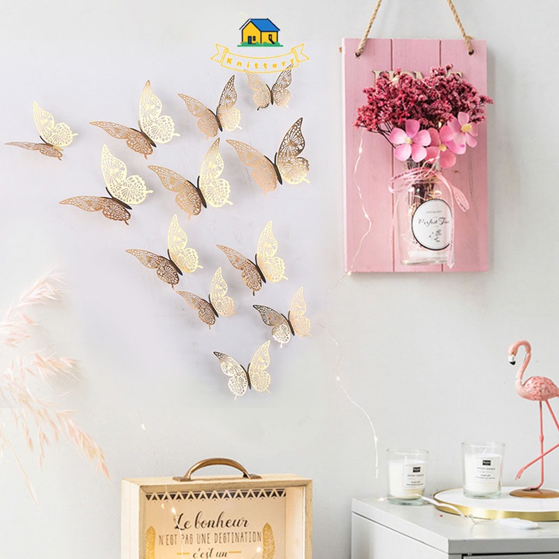 Jual 12pcs Sticker Butterfly 3D Kupu-kupu Dekorasi Dinding Aesthetic ...