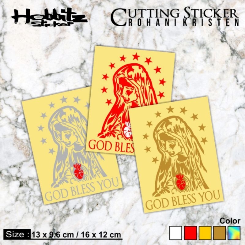 Jual Stiker Rohani Kristen Katolik Bunda Maria God Bless You Sticker ...