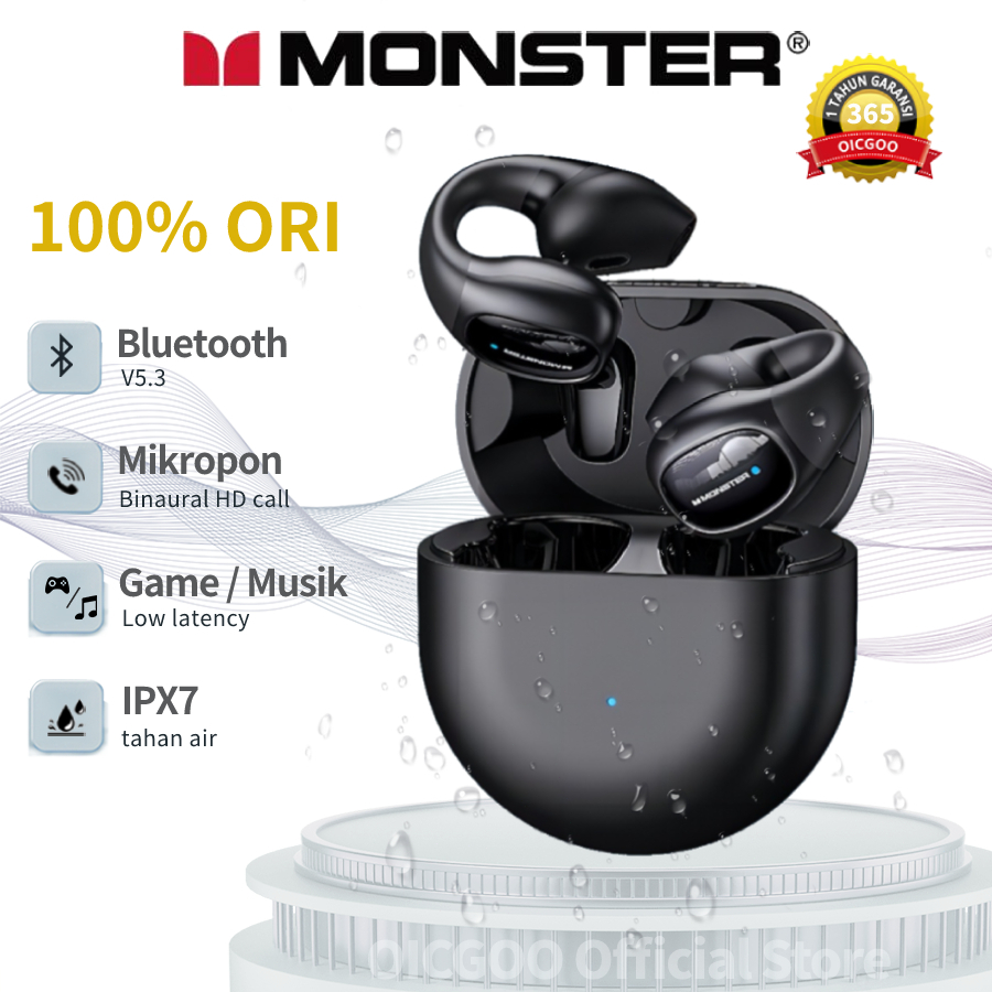 Jual Monster Open Ear 200 Pro TWS Earphone Nirkabel Bluetooth V5.3 Ear Clip Bone Conduction ...
