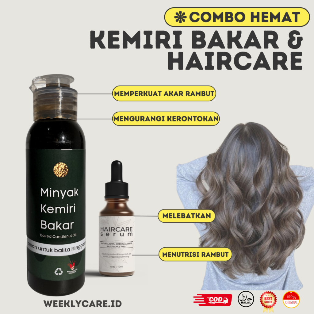 Jual (PAKET HEMAT) BUNDLING MINYAK KEMIRI BAKAR & HAIRCARE SERUM ...