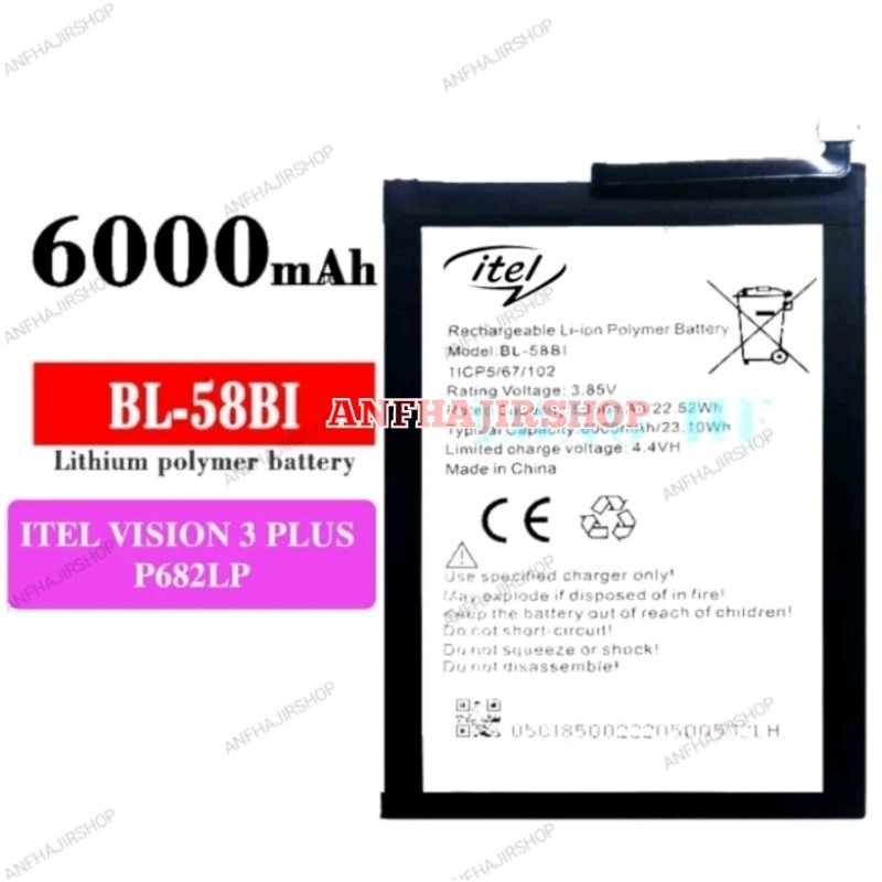 Jual BATRE BATERAI ITEL VISION 3 PLUS VISION 3+ P682L BL-58BI BATRAI BATTERY iTEL VISION3 PLUS ...