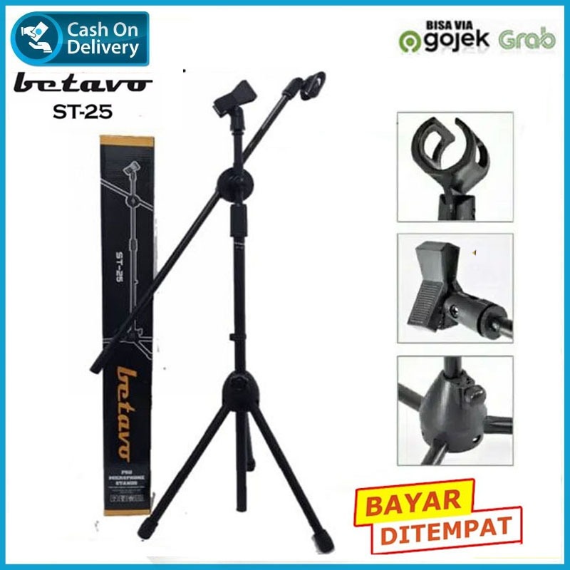 Jual Stand Mic BETAVO ST25 ST 25 Lantai Kaki 3 Tiang Mic Cagak Mic Tripod | Shopee Indonesia