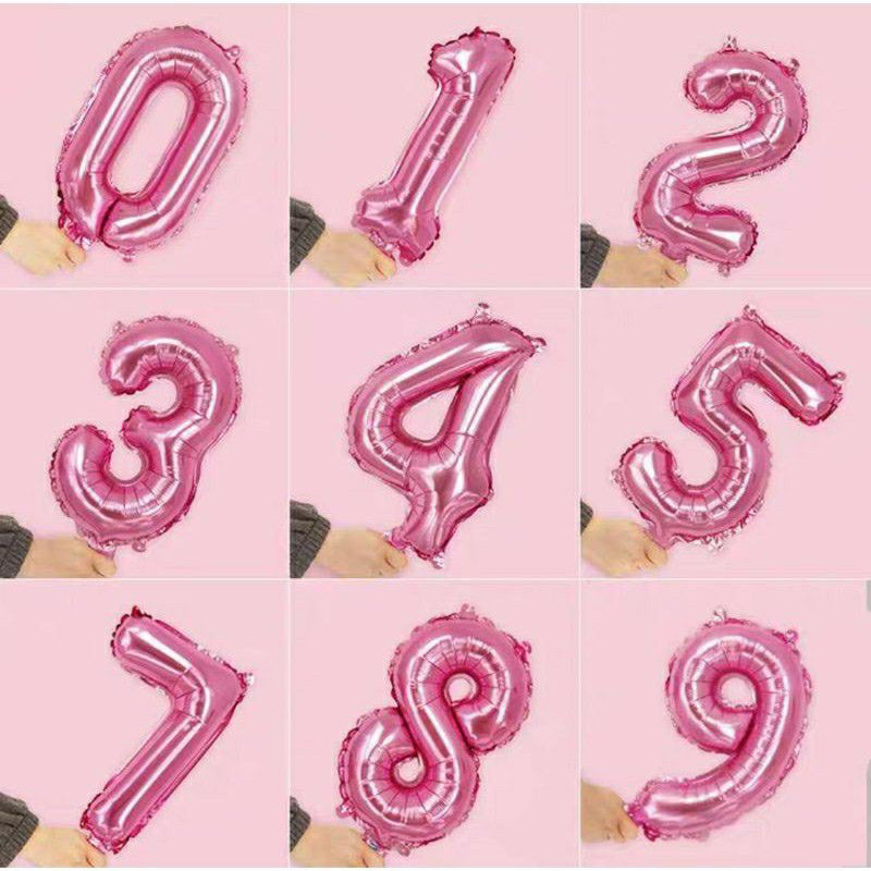 Jual Balon foil angka 40cm mini kecil warna pink / balloon number 40 cm ...