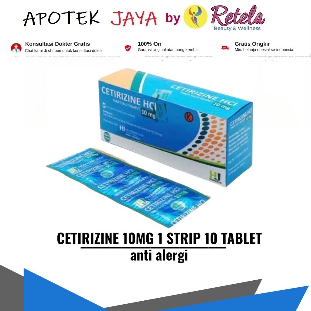 Jual CETIRIZINE 10MG 1 STRIP 10 TABLET Hexpharm (HJ) | Shopee Indonesia