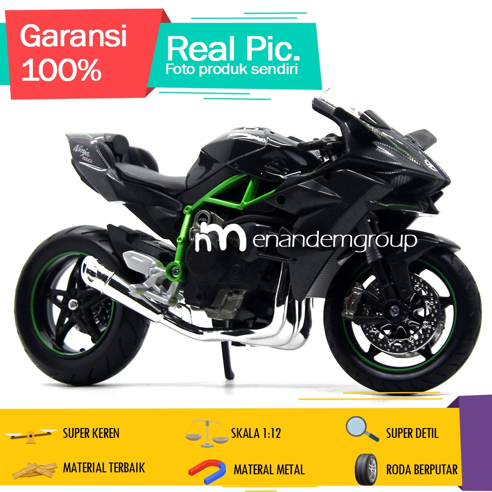 Jual Diecast Miniatur Mainan Sepeda Motor Gede Kawasaki Ninja H2 R 1/12 ...