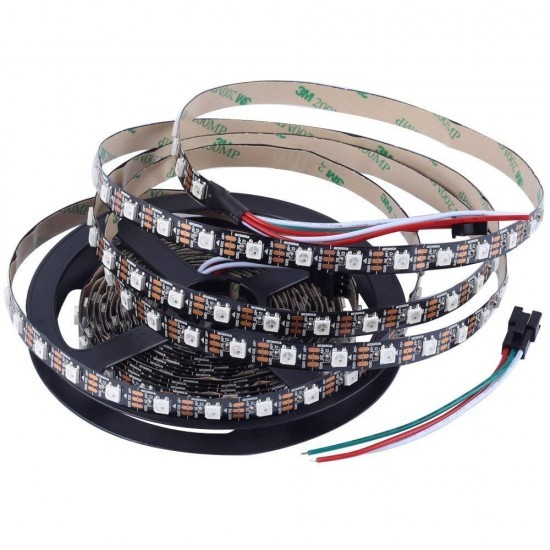 Jual LED WS2812B 5v 5m 60LED/m IC original wordsemi PCB hitam 1 dus ...