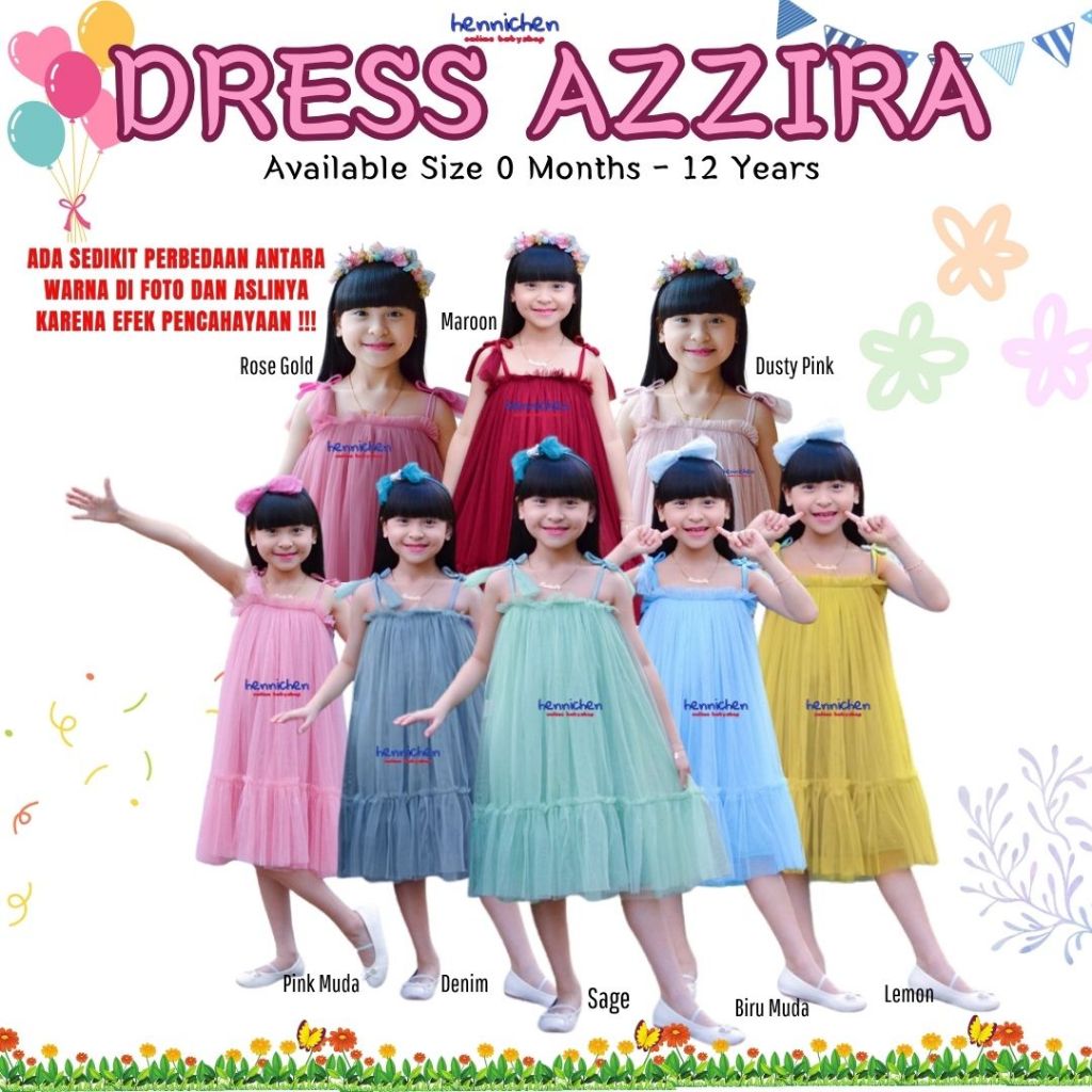 Jual DRESS AZZIRA DRESS ANAK PEREMPUAN FASHION ANAK PEREMPUAN 0-12 ...