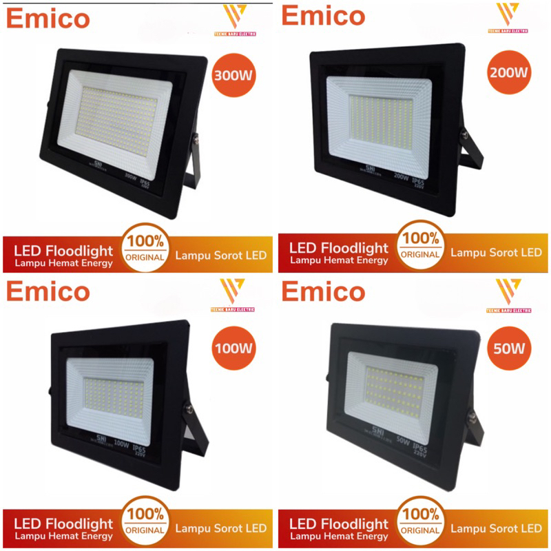 Jual Lampu LED Sorot Emico 10w 20w 30w 50w 100w 200w 300w Garansi SNI Putih Kuning Waterproof ...