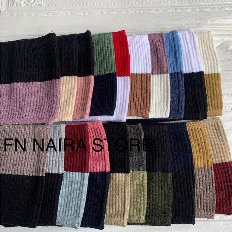 Jual Bandana Rajut Dua Warna Bahan Premium/Inner Rajut 2 Warna premium ...