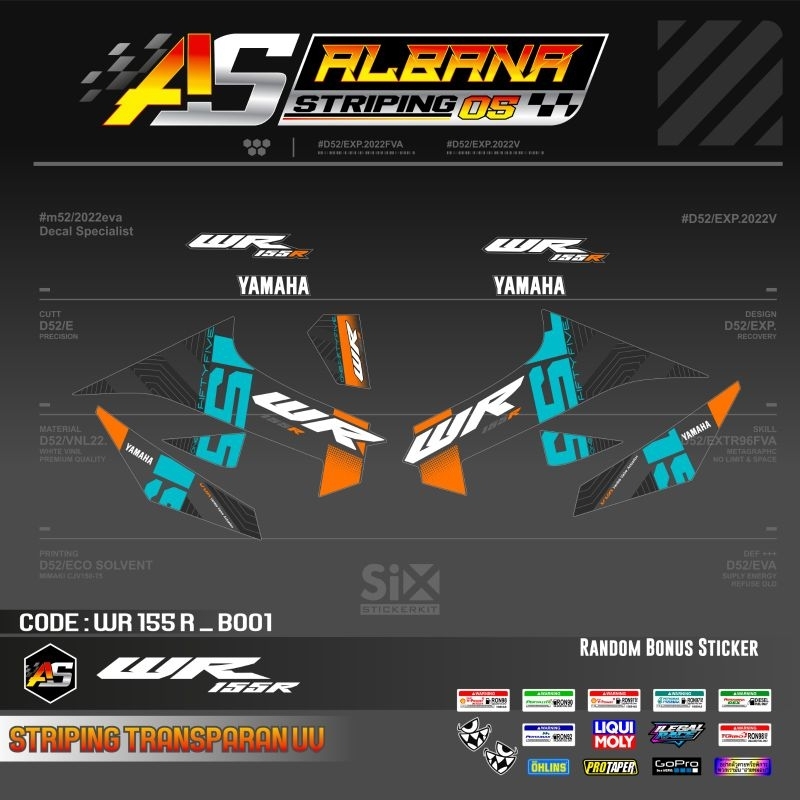 Jual DEKAL STRIPING TRANSPARAN YAMAHA WR155 /STICKER WR 155 TRANSPARAN ...