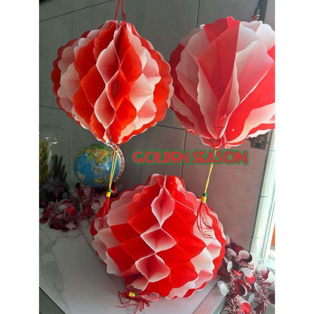 Jual Lampion Agustusan Model Honeycomb - Lampion Merah Putih 3 Ukuran ...