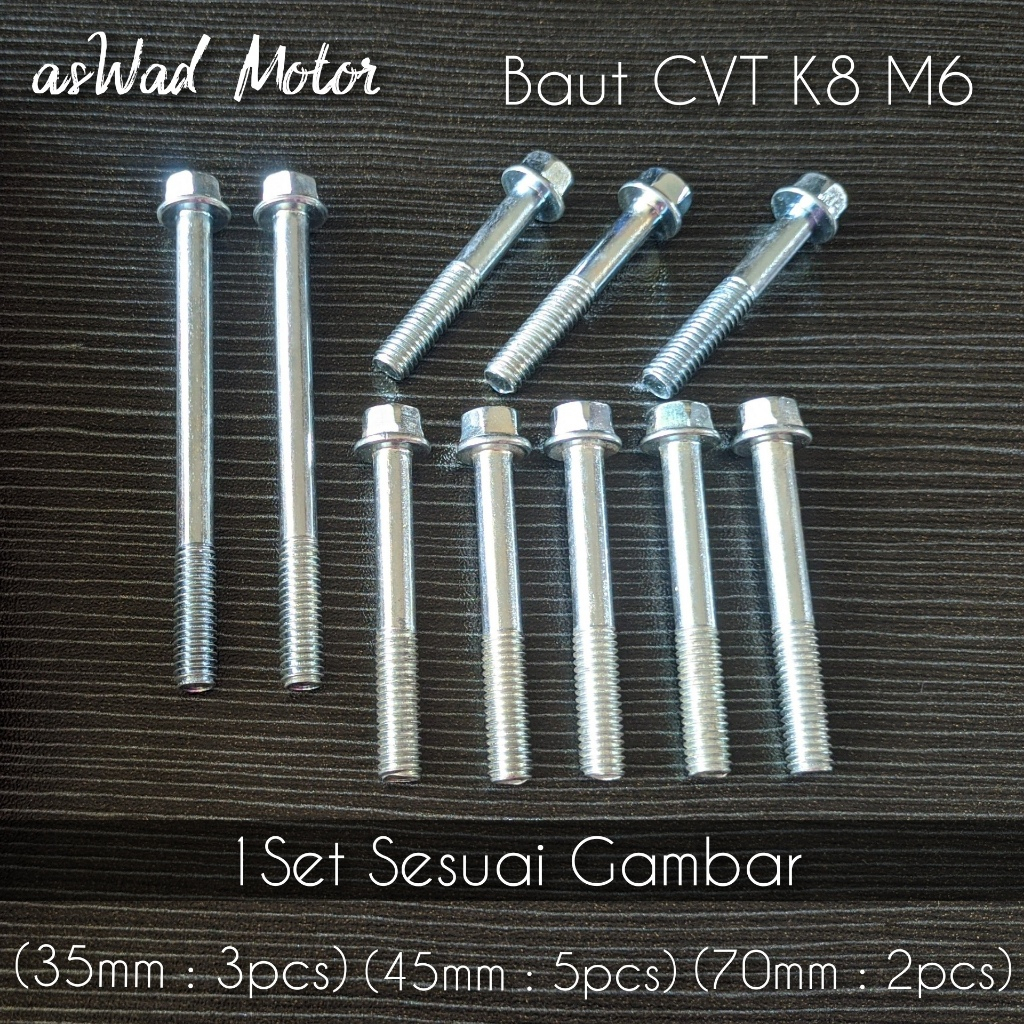 Jual (1SET) BAUT BLOK CVT HONDA VARIO 125-150LED KARBURATOR KUNCI T8 / BAUT BAK CVT MOTOR / BAUT ...