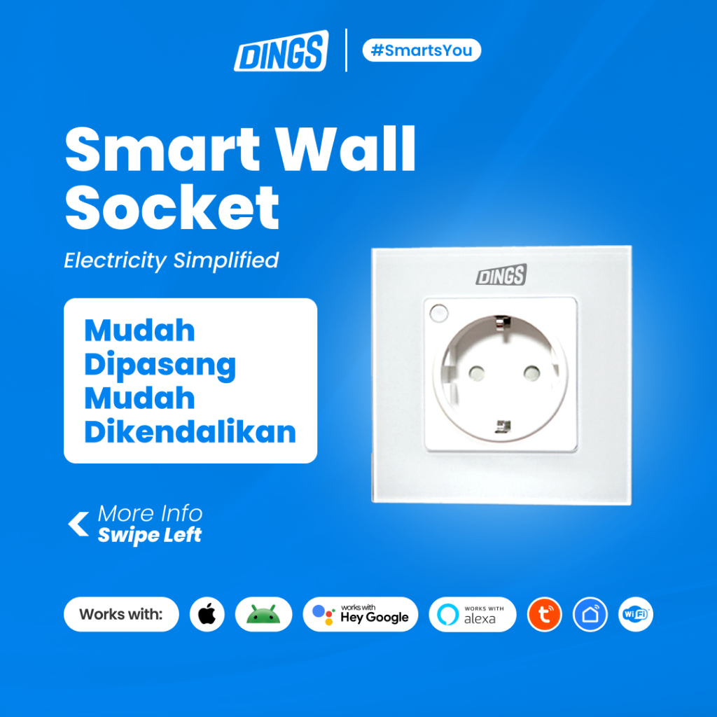 Jual DINGS Smart Wall Socket EU - Colokan WIFI Stop Kontak Dinding ...