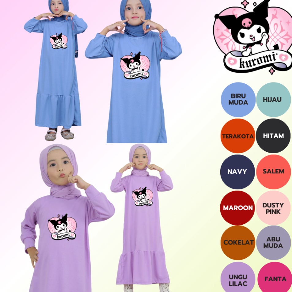 Jual Murah COANDCOW GM52 Baju Gamis Sablon Gambar Kuromi Sanrioo ...