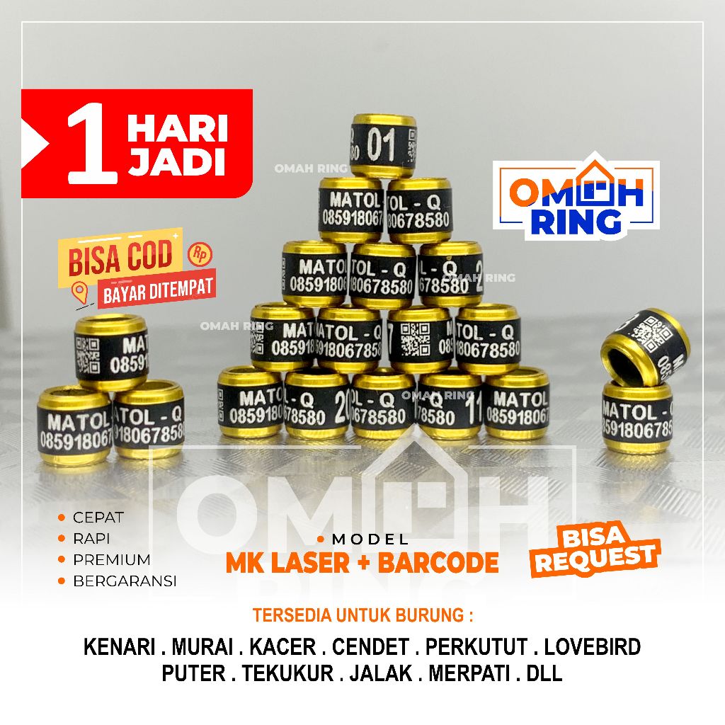 Jual OMAH RING | Ring burung Model MK Laser Barcode, pastinya berfungsi ...