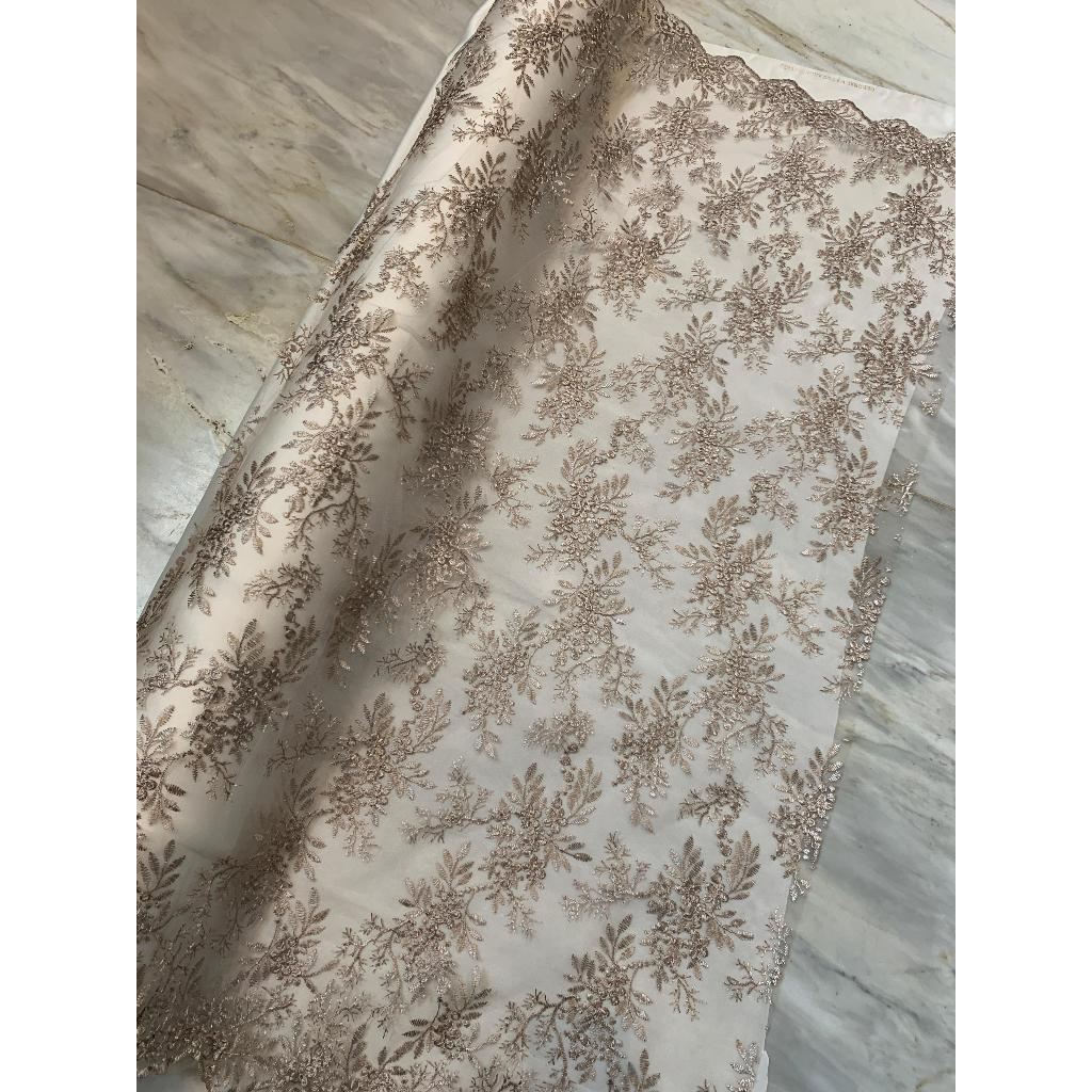Jual Bahan Kain Brukat Brokat Tile Bordir Payet Motif Bunga Freya ...