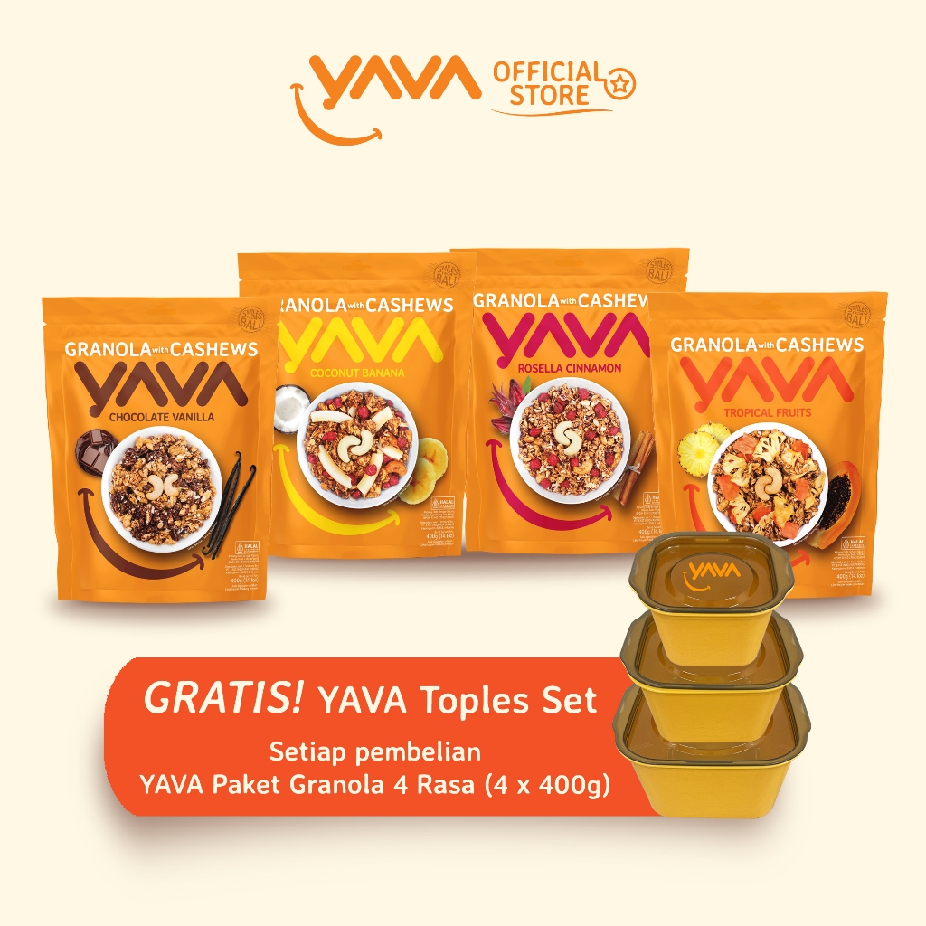 Jual YAVA Paket Granola 4 Rasa (4 x 400g) | Shopee Indonesia