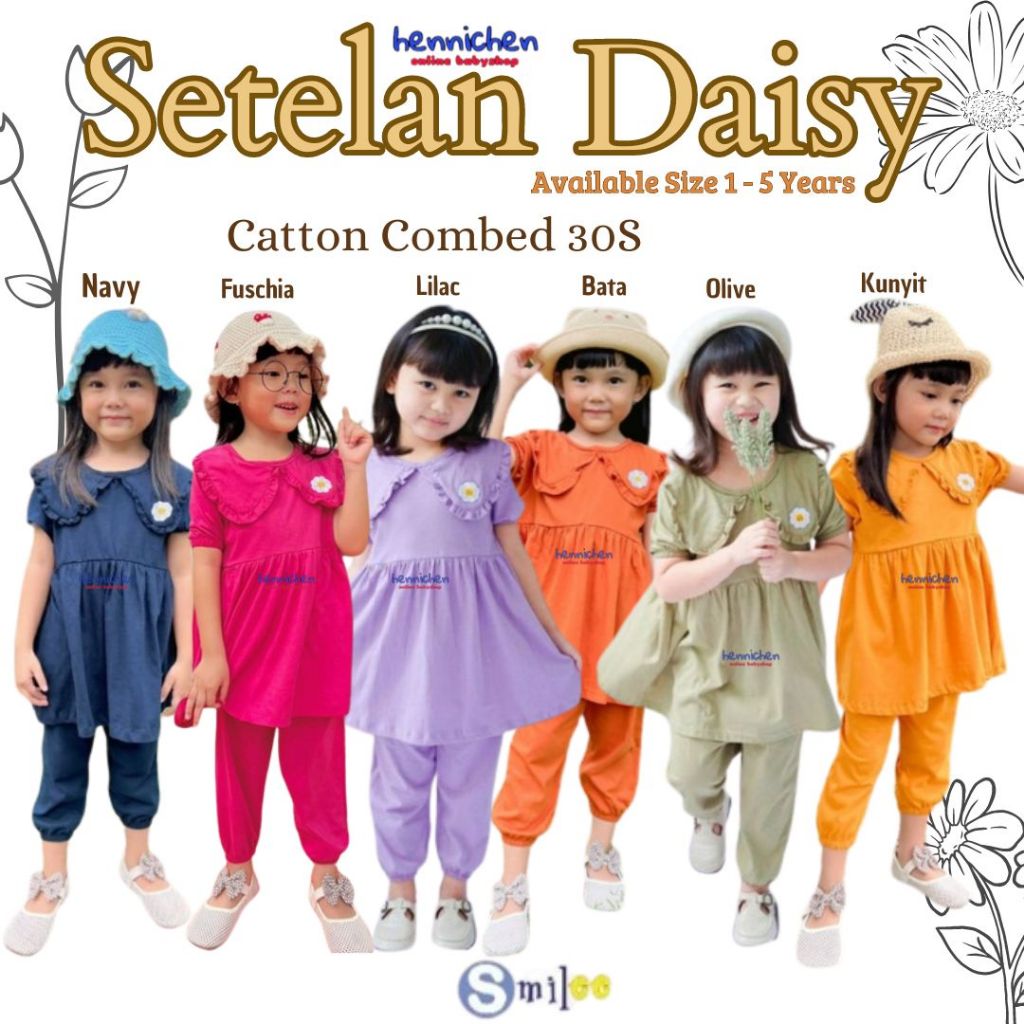 Jual Setelan Anak Perempuan Daisy Smilee 1 - 5 Tahun Termurah Setelan ...