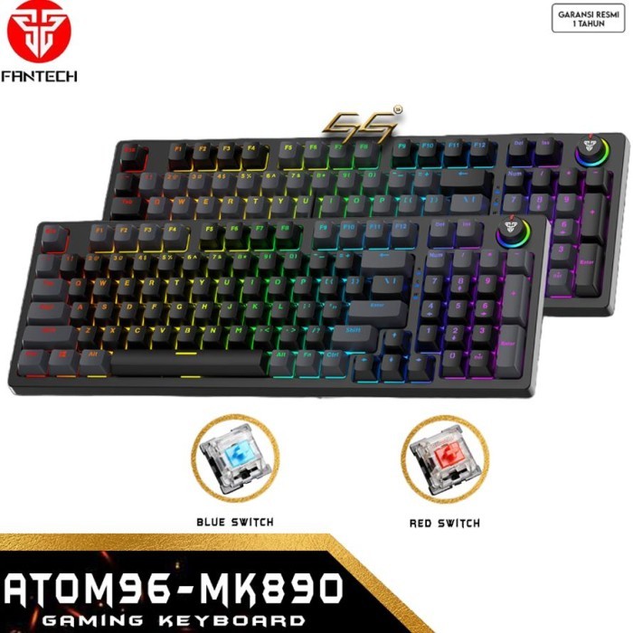 Jual Keyboard Gaming Mechanical Fantech Atom96 MK890 Gray Combination Blue Switch | Shopee Indonesia