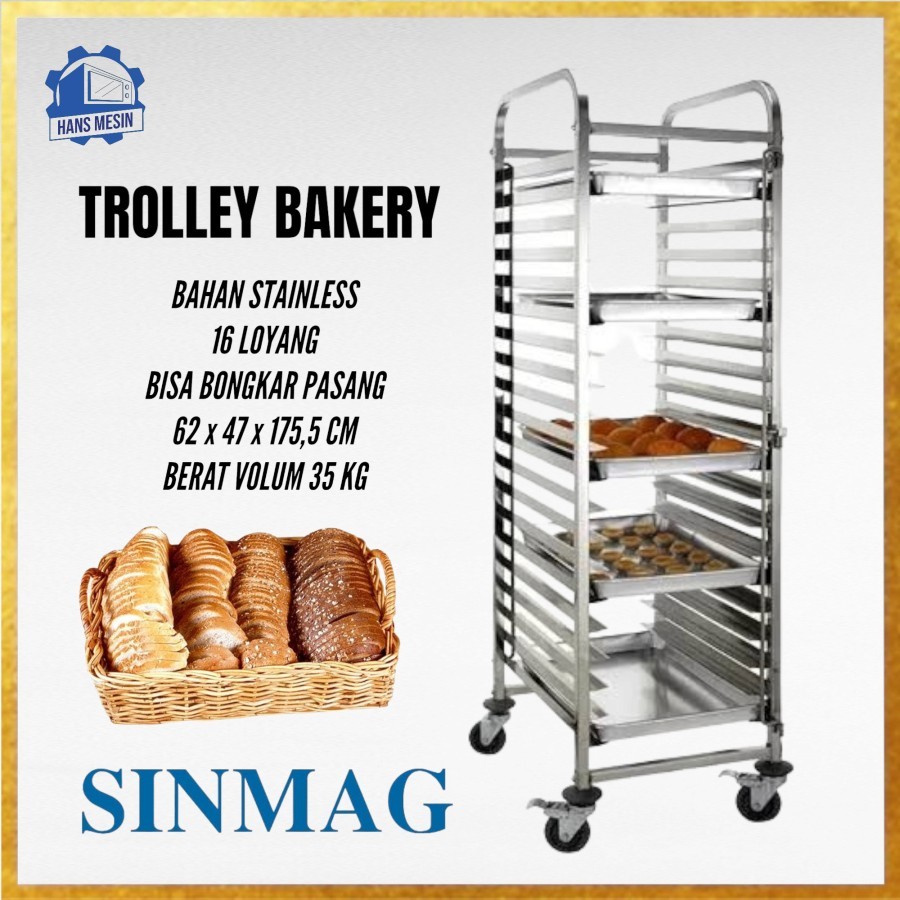 Jual Trolley bakery sinmag / trolley roti sinmag 16 tray - STANDARD DUS ...