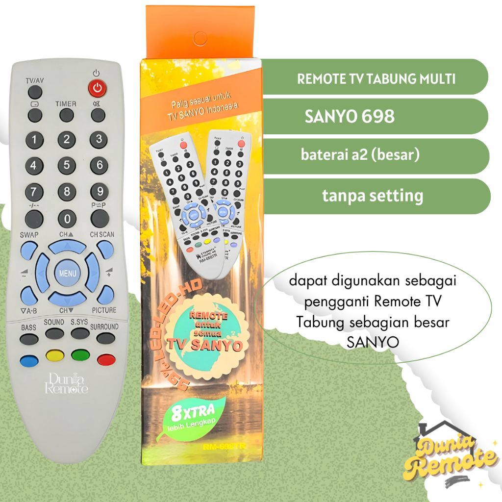 Jual Remot / Remote TV Sanyo RM-698 Multi Universal Tabung | Shopee Indonesia