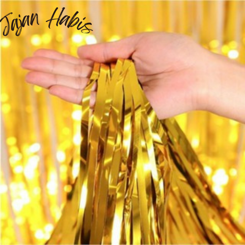 Jual JABIS Tirai Pesta Ulang Tahun Tirai Rumbai Plastik Chrome Foil 99 ...