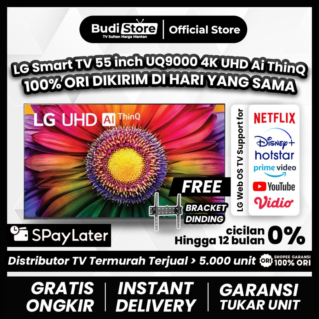 Jual LED TV LG 55 INCH 55UQ9000 SMART TV UHD 4K + FREE BRACKET 100% ORIGINAL - BUDI STORE ...