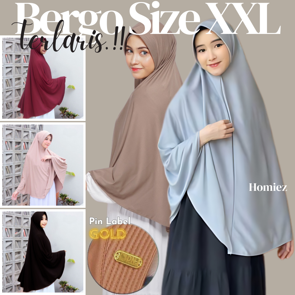 Jual Jilbab Instan Maulidya Jumbo Size XXL Pin Label Gold Daily Hijab Bergo Pet Busa Khimar Syar ...