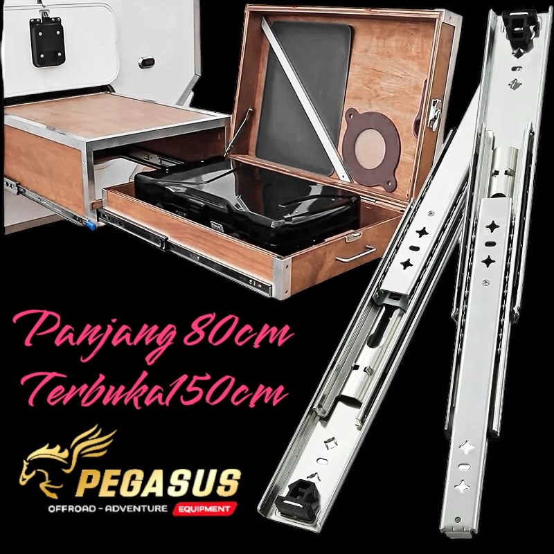 Jual Heavy Duty Drawer Slide With Lock Rel Laci ukuran 80cm max 120 kg ...