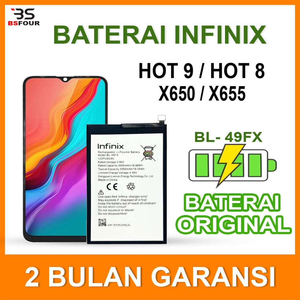 Jual BATERAI BATRE BATRAI INFINIX BL- 49FX / BL- 49GF / BL- 49GX / X650 / X655 / HOT 9 / HOT 8 ...