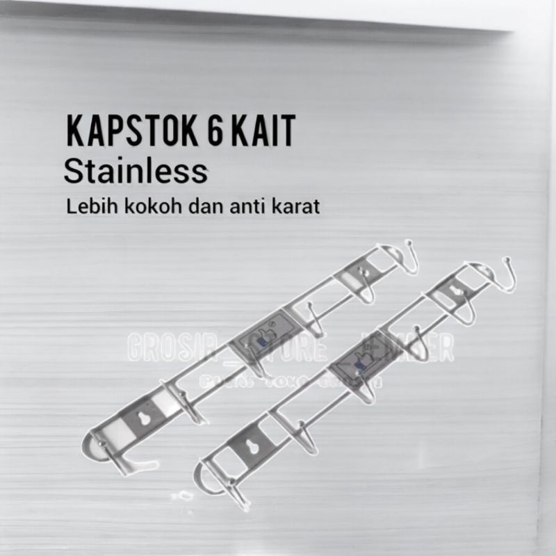 Jual kapstok baju stainless 6 kait - gantungan baju stainless murah | Shopee Indonesia