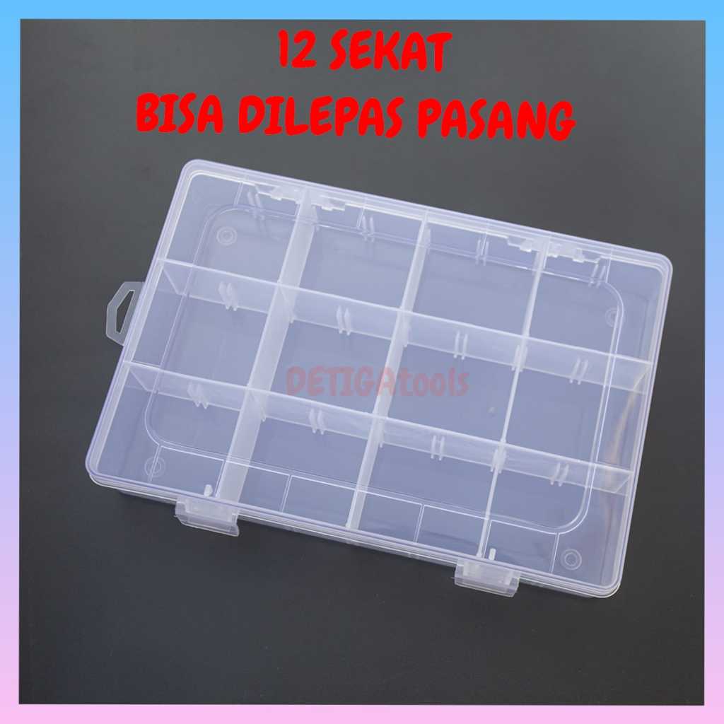 Jual 12 SEKAT Kotak Penyimpanan Manik Manik Box Sekat Plastik Tempat ...