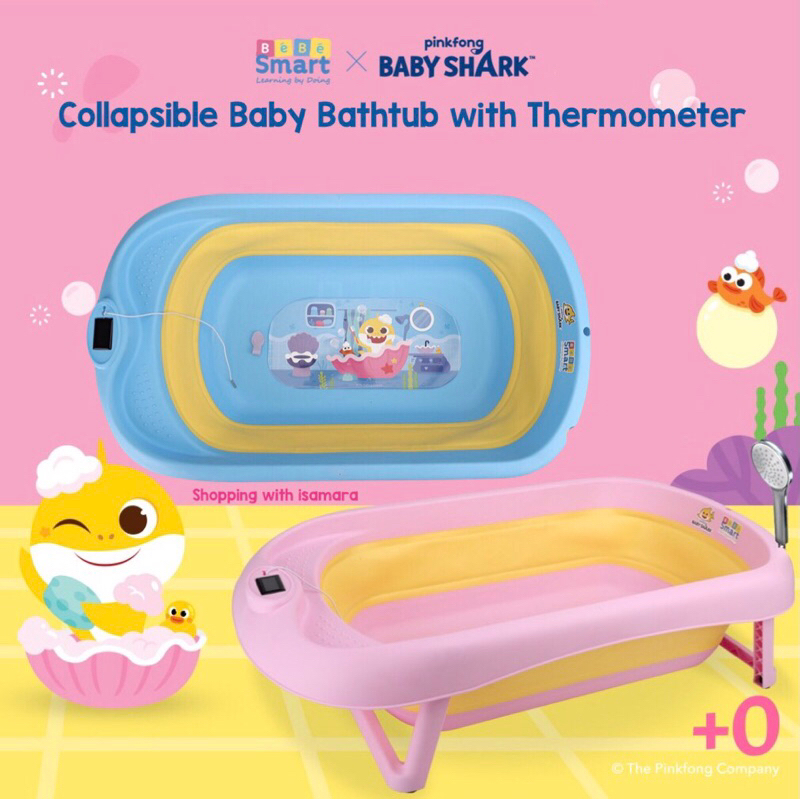 Jual Bebe Smart x Pinkfong Baby Shark Collapsible Foldable Baby Bathtub ...