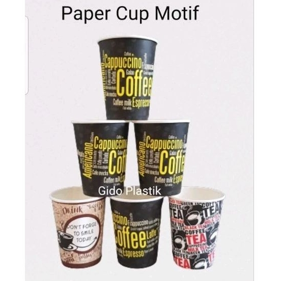 Jual Gelas Kopi/ Paper cup motif 8 Oz isi 50 pcs. | Shopee Indonesia