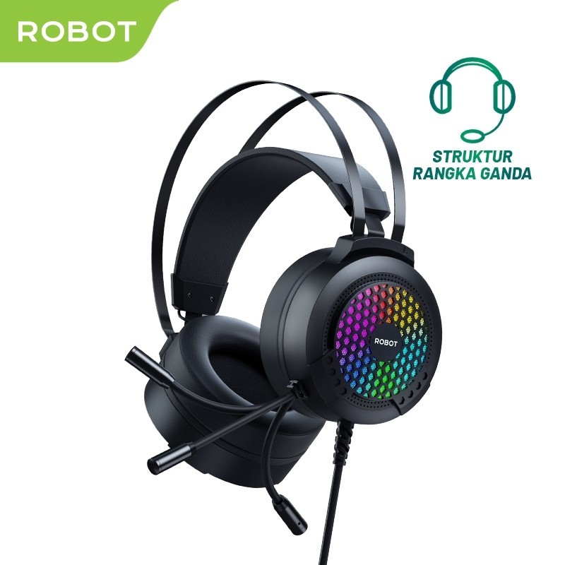Jual ROBOT RH-G30 Gaming Headset RGB Light Effect with 360 Mic Headset ...