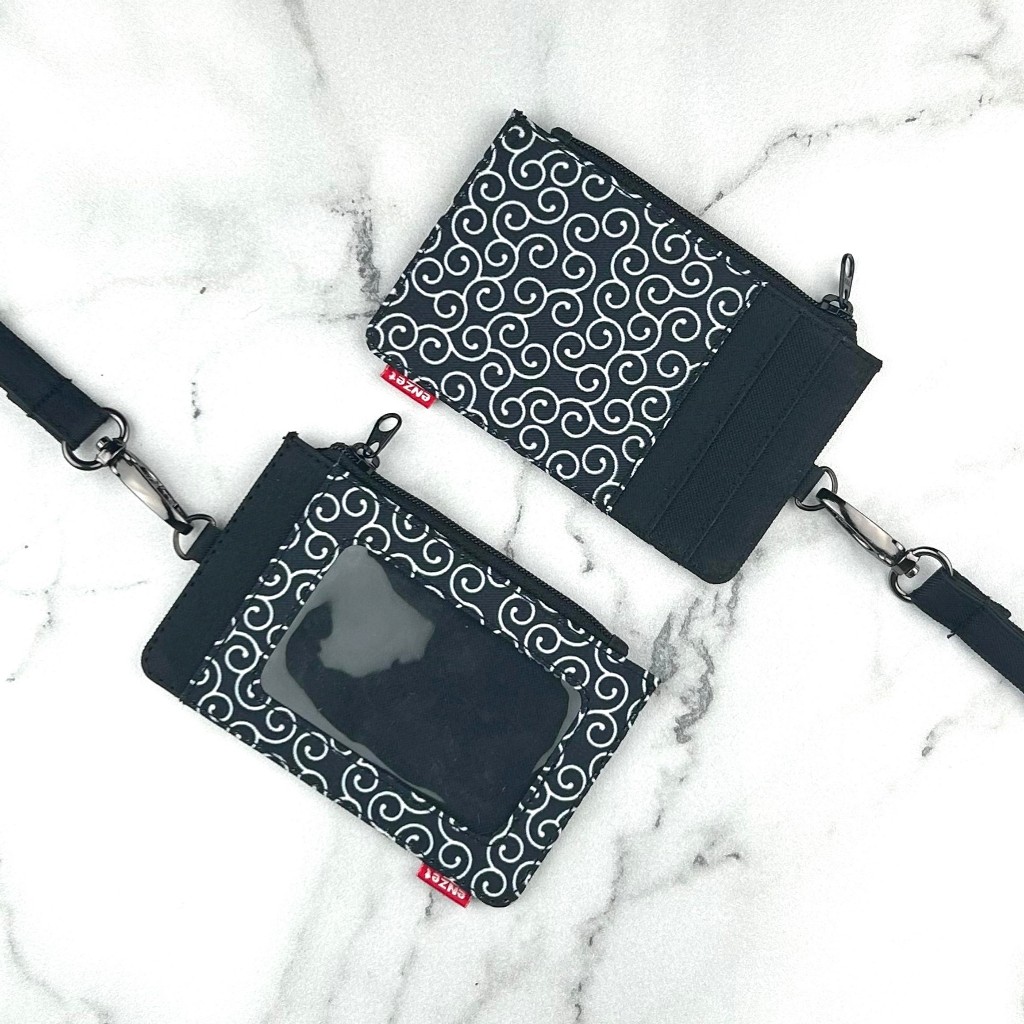 Jual ID card holder hanging wallet name tag kartu lanyard zipper motif ...