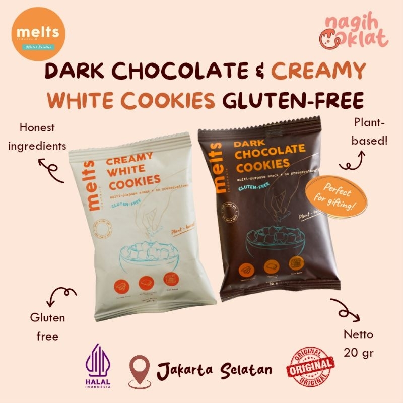 Jual MELTS Dark Chocolate & White Cookies Sachet Gluten Free Mini 20gr ...