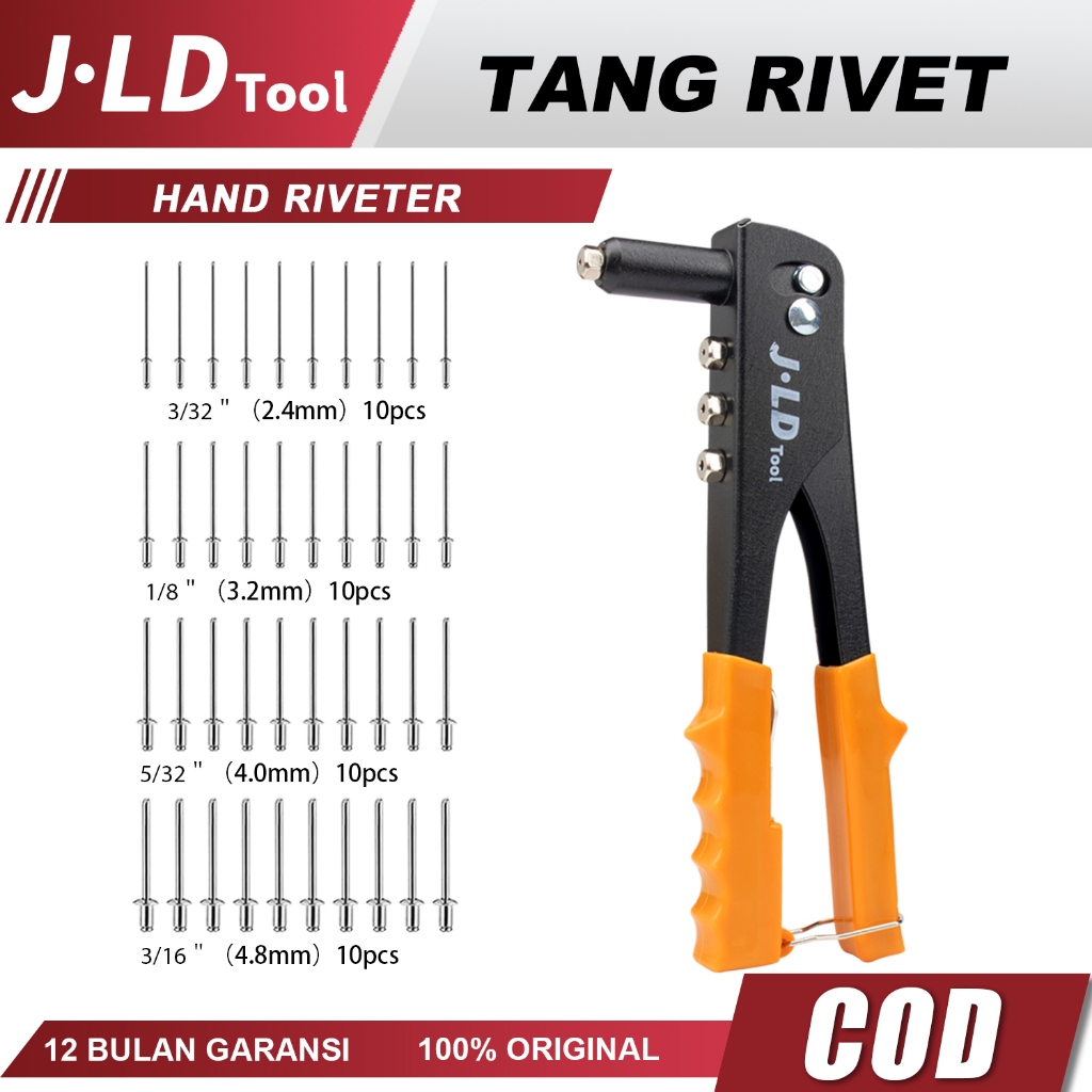 Jual JLD 4-In-1 Tang Rivet Alumunium Hand Riveter 2.4 - 4.8mm 9.5Inch ...