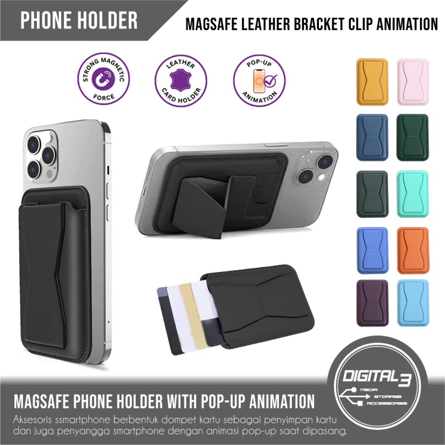 Jual Magsafe Leather Bracket Clip Stand Phone Card Holder Wallet ...
