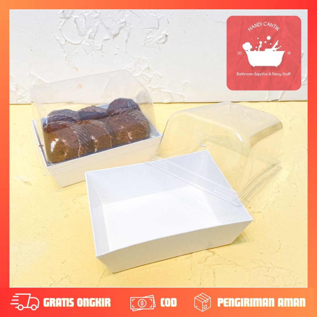 Jual KOTAK BOLU GULUNG PUTIH / SIMPLE ESTETIK ROLL CAKE / BOX MIKA ...
