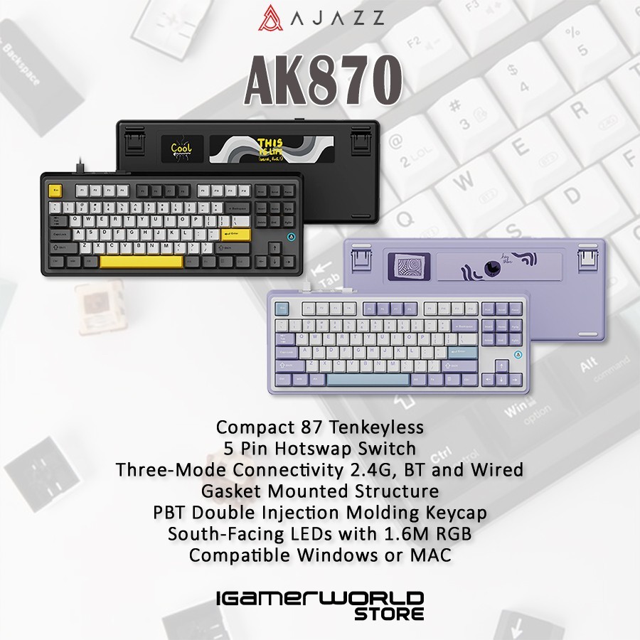 Jual Ajazz AK870 TKL Triple Connection RGB Mechanical Gaming Keyboard ...
