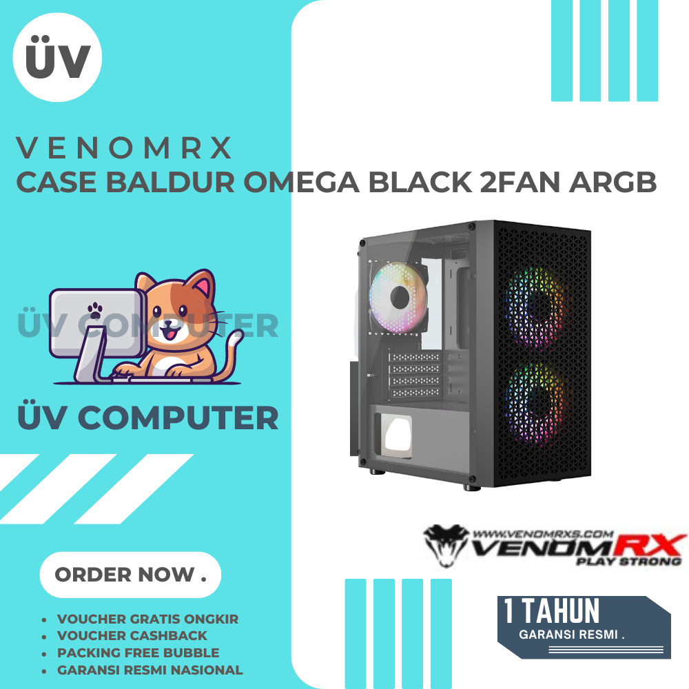 Jual Casing PC Komputer VenomRX BALDUR OMEGA BLACK M-ATX Mid Tower Case ...