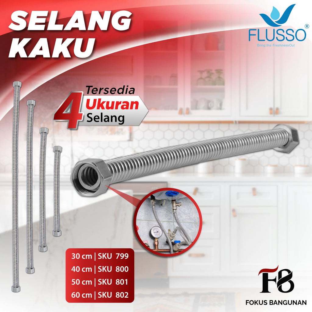 Jual Selang Kaku 30,40,50,60 Cm Stainless / Sambungan Hoses Air Panas Dingin / Selang Fleksible ...