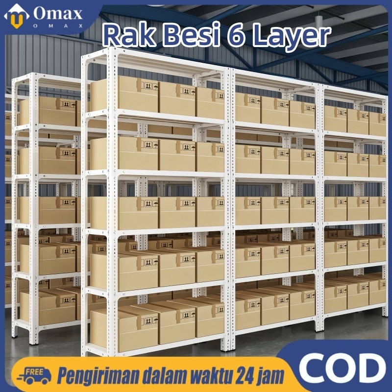 Jual 【All Iron】Omax 120x40x200CM Rak besi siku 5/6 susun Rak Gudang Dapur Rak besi serbaguna Rak ...