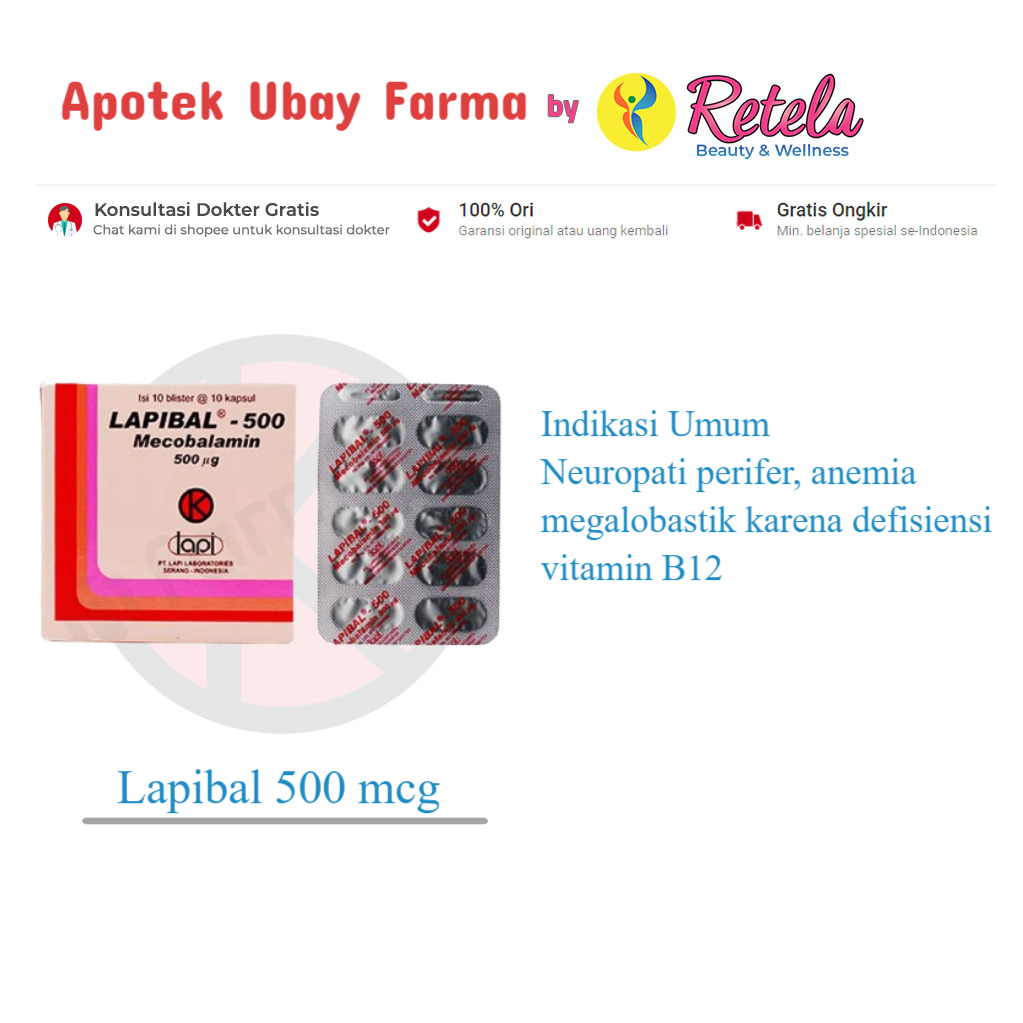 Jual Lapibal 500 mcg 10 Kapsul / Mecobalamin / Neuropati Perifer ...