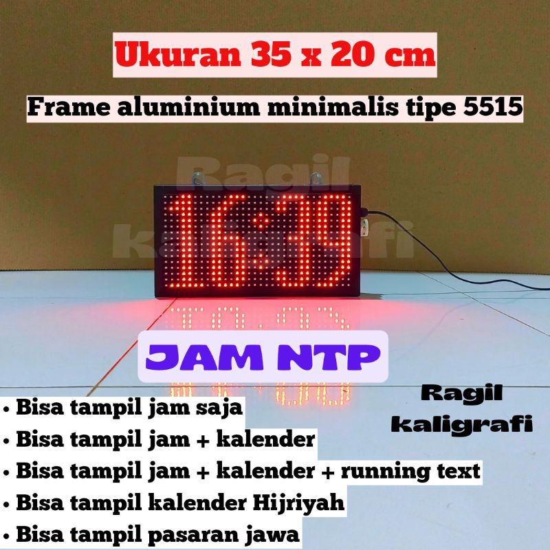 Jual Jam digital ukuran 35 x 20 cm - jam digital ntp - ntp digital clock time - jam internet ...