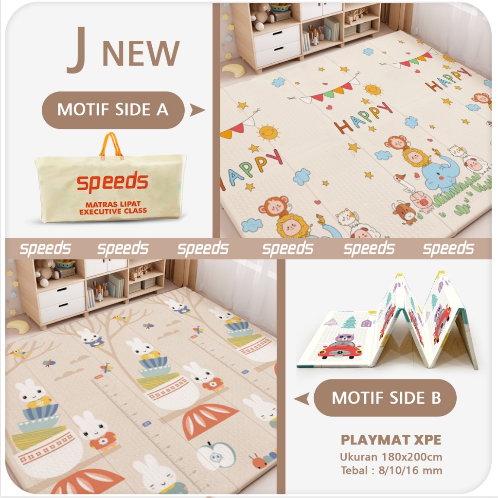 Jual SPEEDS 180x200x16-20mm Playmat Bayi Karpet Lipat Playmat Foldable ...