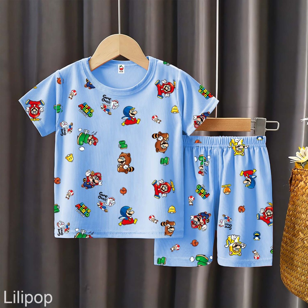 Jual Baju Anak Stelan Usia 4-10 Tahun MARIO BROS Cowok Cewek Celana Pendek Harian | Shopee Indonesia