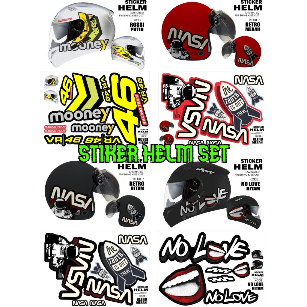 Jual STIKER SET HELM FULL FACE FULLSET HALF FACE NASA / STIKER SET ...