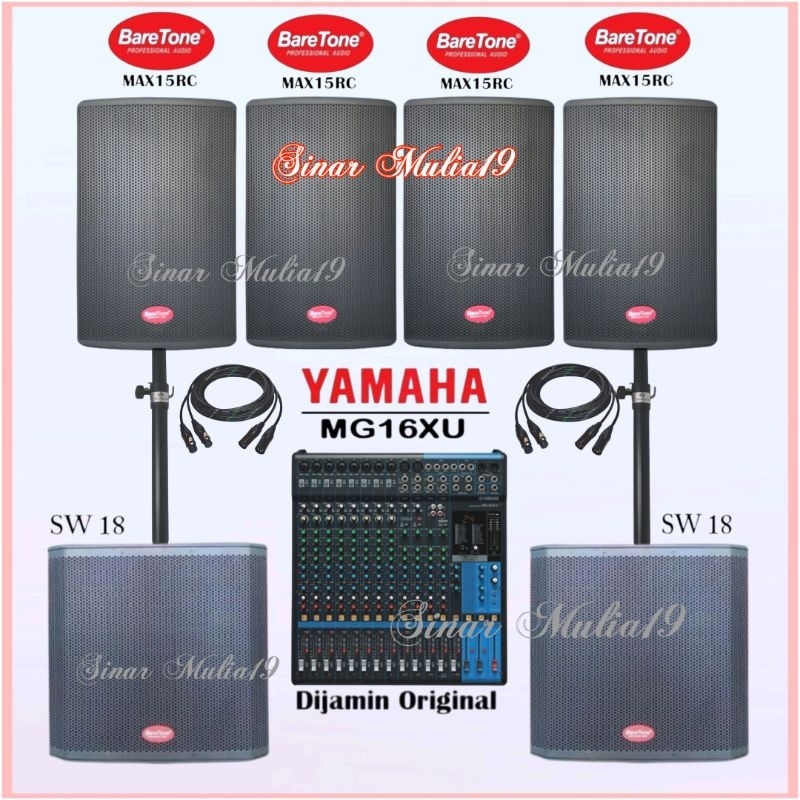 Jual Paket Sound System Mixer YAMAHA MG16XU Original 4 Unit Speaker BareTone MAX15RC 2 Unit ...
